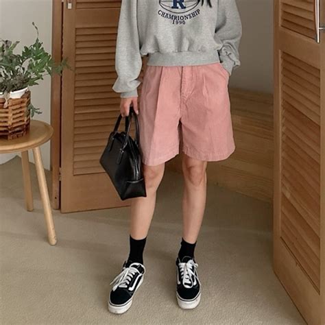 조블리마켓 코듀로이반바지 골덴 겨울 봄 여성 반바지 팬츠 핑크 핑크색