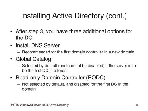 Ppt Mcts Guide To Configuring Microsoft Windows Server 2008 Active
