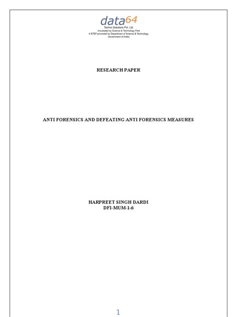 Anti Forensics Techniques In Cybersecurity Pdf Computer Forensics