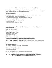 Carb Calculation Example Pdf O Carbohydrates Per Serving Show Calculations 2pts For Example