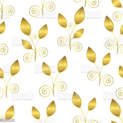 추상 금 꽃 완벽 한 패턴 고급 장식 최소한의 그림 벡터 배경입니다 황금 닫힌 싹 줄기와 나선형 곱슬 흰색 배경 레이스 0명에 대한 스톡 벡터 아트 및 기타 이미지 Istock