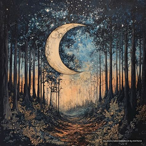 Ai创作图星月河幻想插画 魔法森林插画 月夜装饰画 手绘唯美夜晚 夜景立体画 美好的夜晚插画 月光森林墙布 自然装饰画晚 梦幻森林插画 梦幻夜景插画 夜色装饰画 魔幻装饰画 星河梦境装饰画