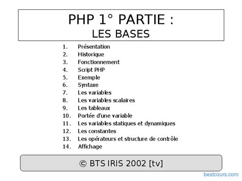 les bases du php apprendre la programmation web cours débutant
