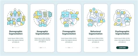 Premium Vector Type Of Market Segmentation Onboarding Mobile App Screen