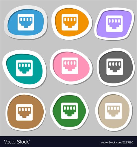 Cable Rj45 Patch Cord Icon Symbols Multicolored Vector Image