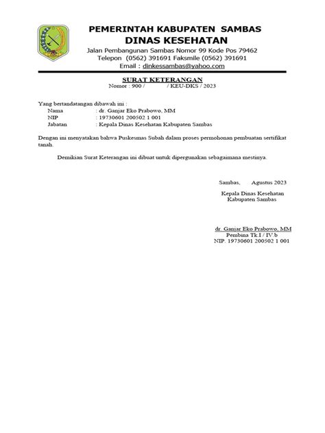Surat Keterangan Subah Pdf