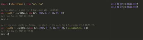 Startofweek Options Parameter Weekstartson Doesnt Work For Me · Issue 214 · Date Fnsdate Fns