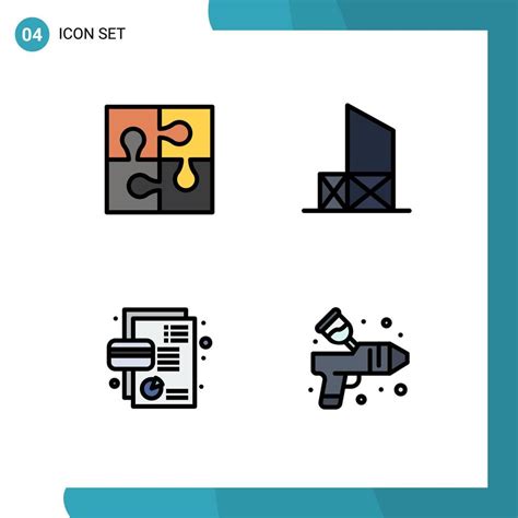 4 Universal Filledline Flat Color Signs Symbols Of Part Security Solution Beach Card Editable