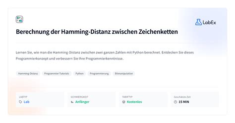 Hamming Distanz Programmier Tutorials Labex