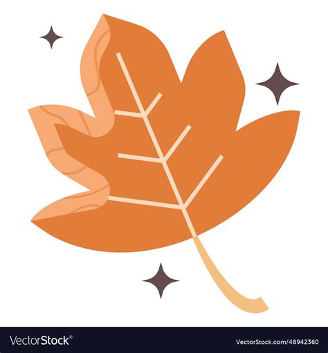 Orange Maple Leaf Flat Royalty Free Vector Image