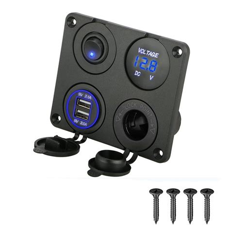 Panou Intrerupatoare Incarcator Auto Aisdelu Cu Voltmetru Si Bricheta Auto Priza Auto V
