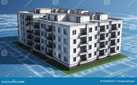 3d Wireframe Render Of An Apartment Buildings Architec Ai Generated