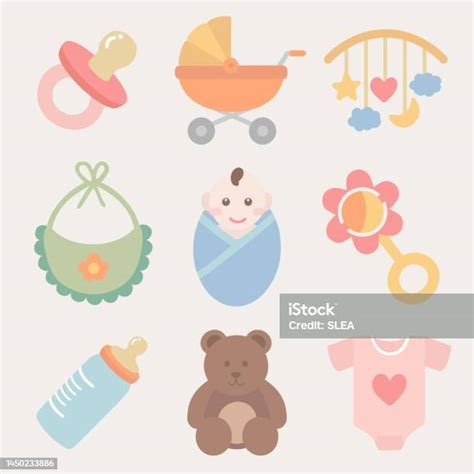 귀여운 아기와 아기 아이템 아이콘의 집합입니다 벡터 그림입니다 개체 그룹에 대한 스톡 벡터 아트 및 기타 이미지 개체 그룹 곰 귀여운 Istock