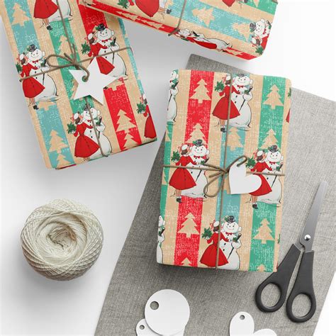 1950s Retro Vintage Christmas Wrapping Paper Vintage 1950s Wrapping Paper Mid Century Modern