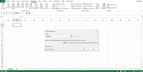 ms excel char function to convert numeric values into characters