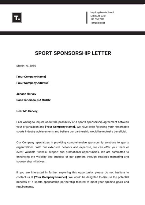 Youth Sports Sponsorship Letter Template Prntbl