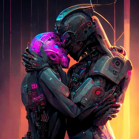 Premium Ai Image There Is A Robot Hugging A Woman In A Futuristic Setting Generative Ai