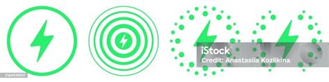 충전 표시 번개 주위의 원 점 전기 녹색 에너지 친환경 생태학 충전식 전원 공급 장치 배터리 축전지 전기 자동차 스테이션 고속 충전 깨끗한 환경 0명에 대한 스톡 벡터 아트