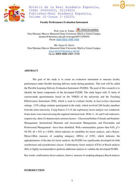 Pdf Faculty Performance Evaluation Instrument