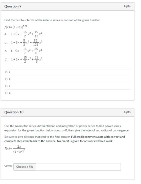 Solved Question 9 4 Pts A Find The First Four Terms Of
