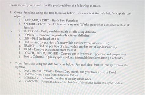 Solved Please Submit Your Excel Xlsx File Produced From The