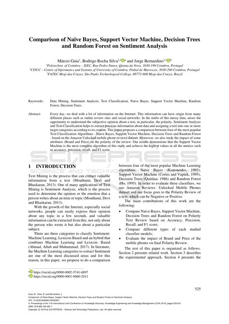pdf comparison of naïve bayes support vector machine decision trees and random forest on