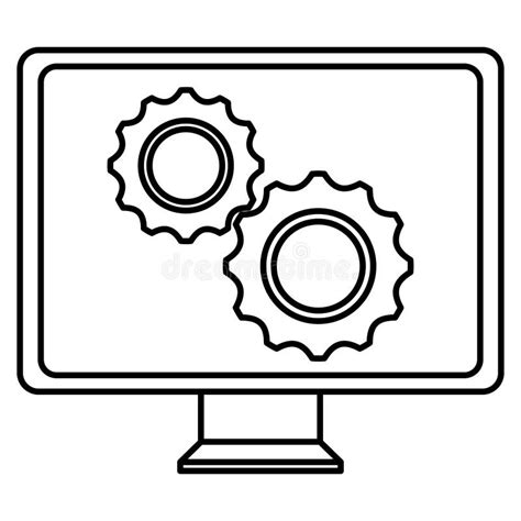 Monitor Computer With Gears Stock Illustration Illustration Of