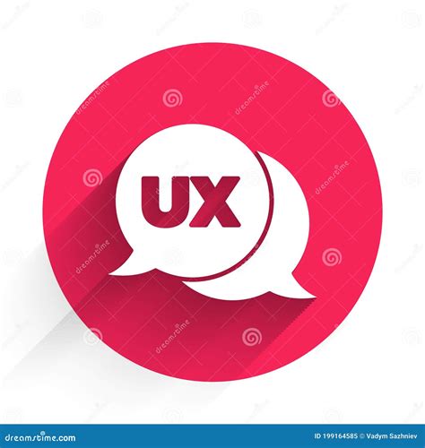 White UI Or UX Design Icon Isolated With Long Shadow Red Circle Button Stock Vector