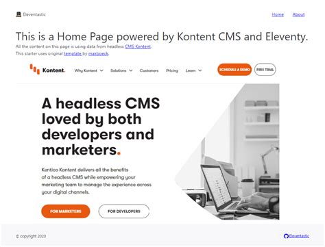 github makma eleventastic kontent a simple eleventy starter kit with kontent cms