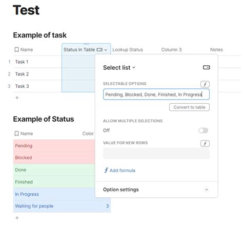 Status Property Built In With Color Options Suggestion Box Coda