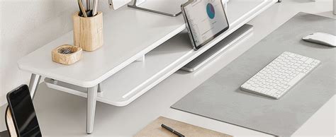 Fenge Supporto Monitor Doppio In Legno Supporto Per Monitor A 2 Strati Con Ampio Spazio Di