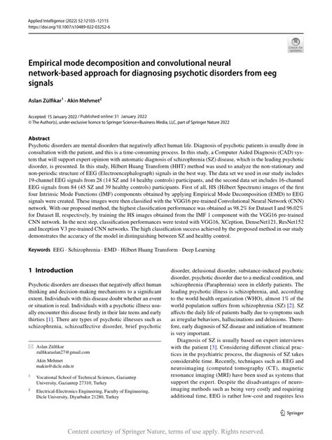 Empirical Mode Decomposition And Convolutional Neural Network Based Approach For Diagnosing