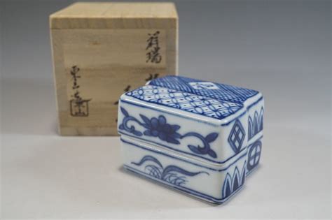 代購代標第一品牌樂淘letaoF53 作家物 香合4点まとめ道八 中村翠嵐 東山染付山水図香合 浅黄交趾菊香合 祥瑞拍子木香合 染