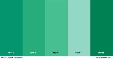 Ocean Green Color Scheme Palettes
