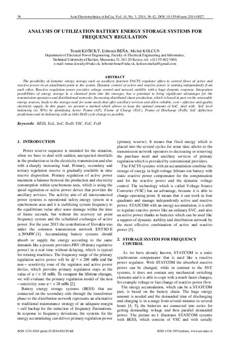 Pdf Analysis Of Utilization Battery Energy Storage Systems For