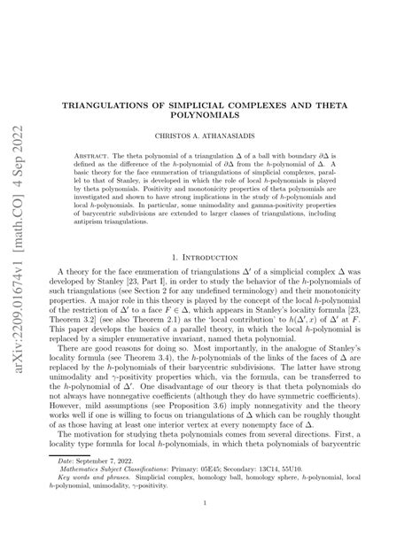 Pdf Triangulations Of Simplicial Complexes And Theta Polynomials