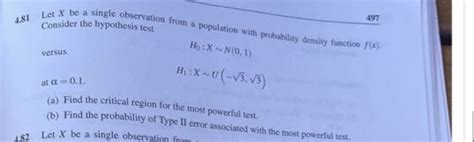 Solved 181 Let X Be A Single Observation From A Population