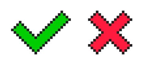 Пиксельная галочка и крест кнопки
