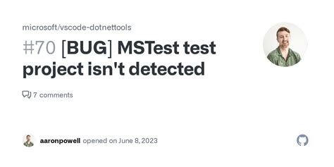Bug Mstest Test Project Isnt Detected · Issue 70 · Microsoftvscode