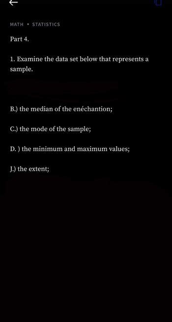 Answered Math Statistics Part 4 1 Examine The Data Set Below That