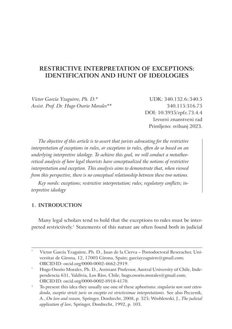 Pdf Restrictive Interpretation Of Exceptions Identification And Hunt