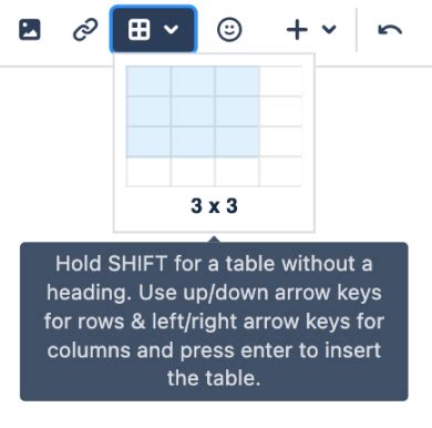 Tables Confluence Data Center 9 0 Atlassian Documentation