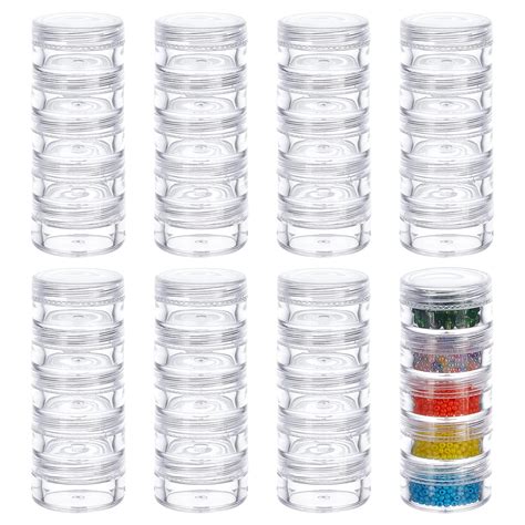 Benecreat 5g 5ml Stackable Round Plastic Containers 8 Column 5 Layer Column Bead Storage Jars