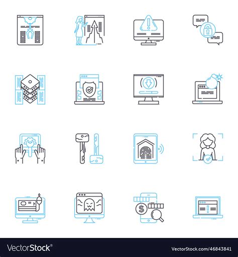 Online Security Linear Icons Set Encryption Vector Image