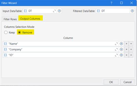 how to remove multiple columns at a time automation ops uipath