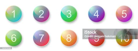 숫자 글머리 기호 는 1에서 10까지입니다 크리에이티브 3d 버튼 세트 벡터 그림입니다 글머리 기호 기호에 대한 스톡 벡터 아트