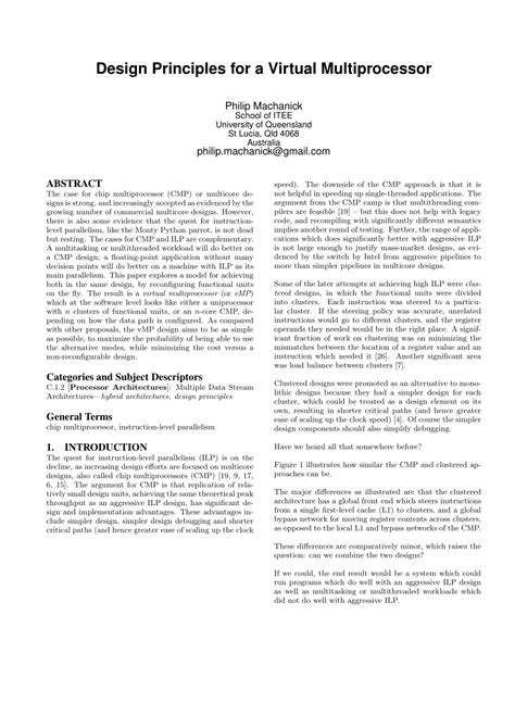 Pdf Design Principles For A Virtual Multiprocessor