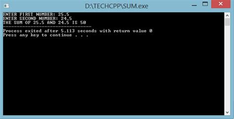 c program to perform addition of two numbers [devcpp gcc] techcpp