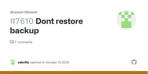 Dont Restore Backup · Issue 7610 · Dbeaver Dbeaver · Github