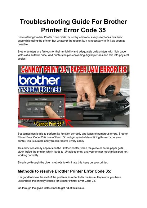 PPT Troubleshooting Guide For Brother Printer Error Code 35